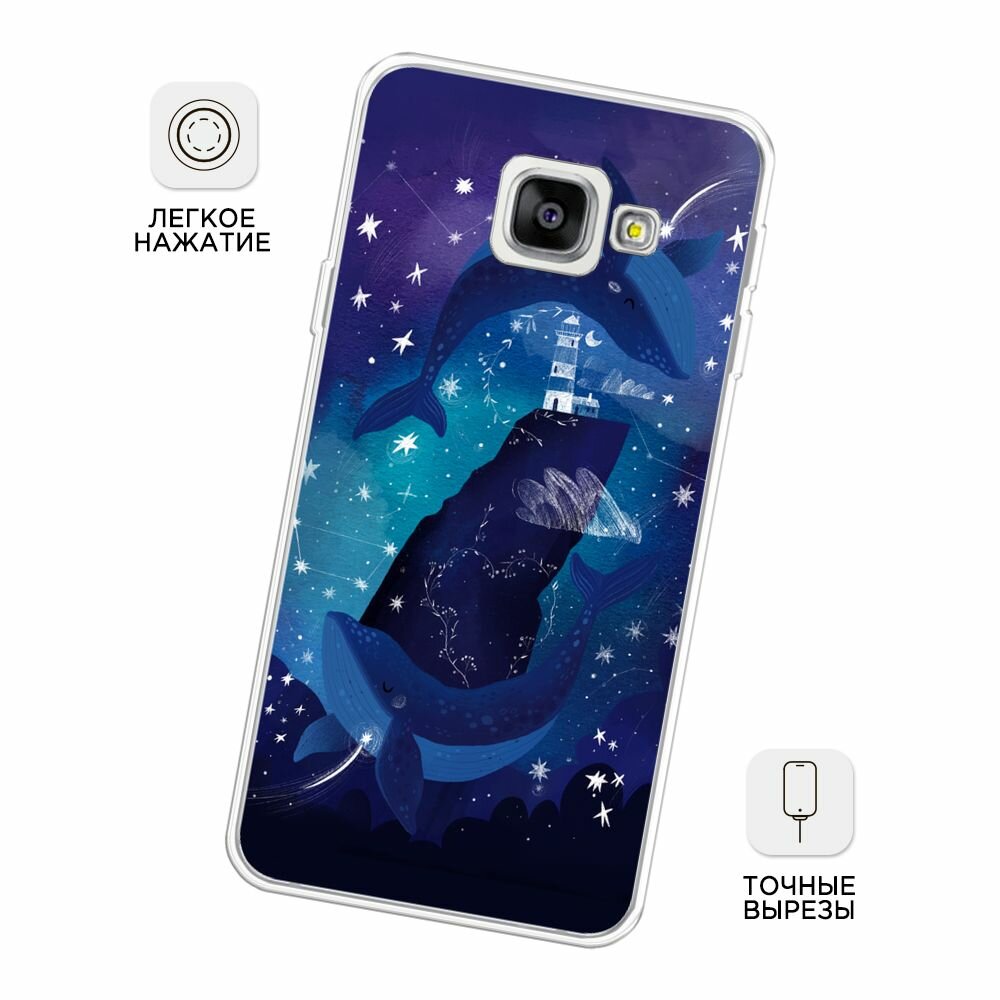 Чехол на Samsung Galaxy A3 2016 / Самсунг Галакси А3 2016 с принтом "Ночные киты" — фото 1