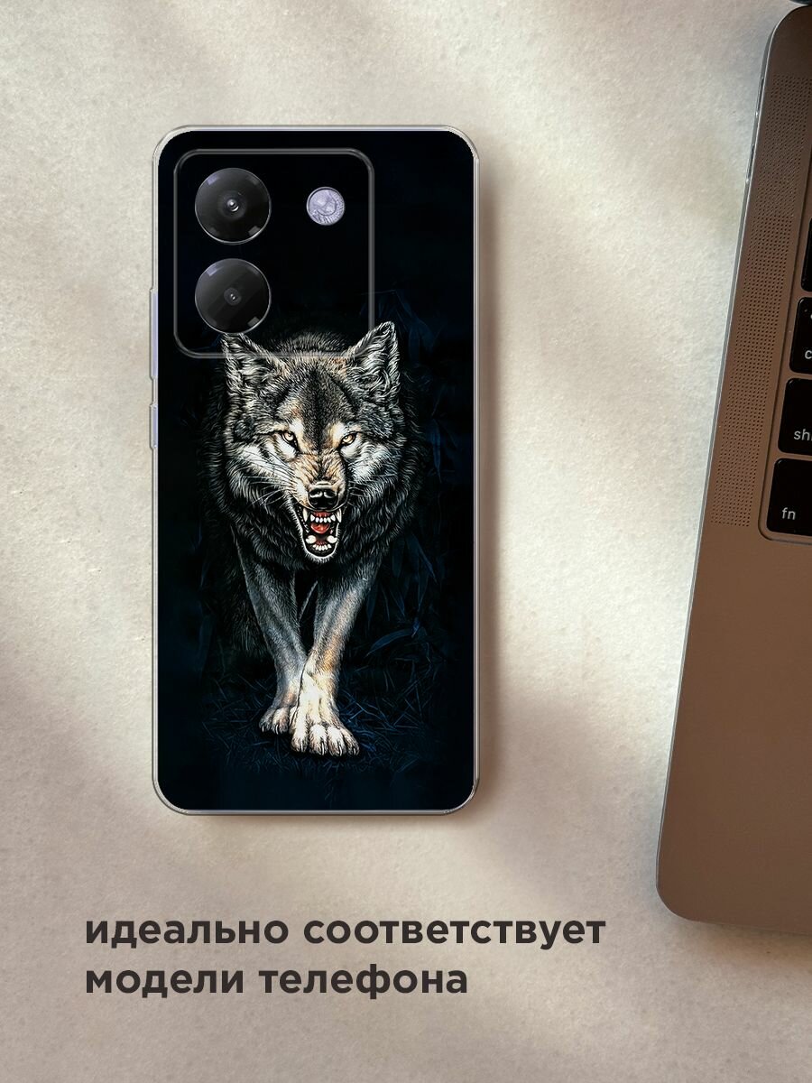 Чехол на Poco M7 Pro / Поко М7 Про с принтом "Злобный волк из ночи" — фото 1