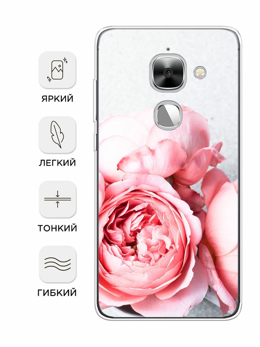 Чехол на LeEco Le 2/2 pro / Лееко Ле 2/2 про с принтом "Пионы на белом" — фото 1
