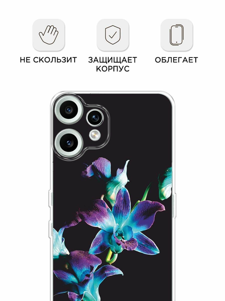 Чехол на CMF Phone 2 Pro / CMF Фон 2 Про с принтом "Синий цветок на черном" — фото 1