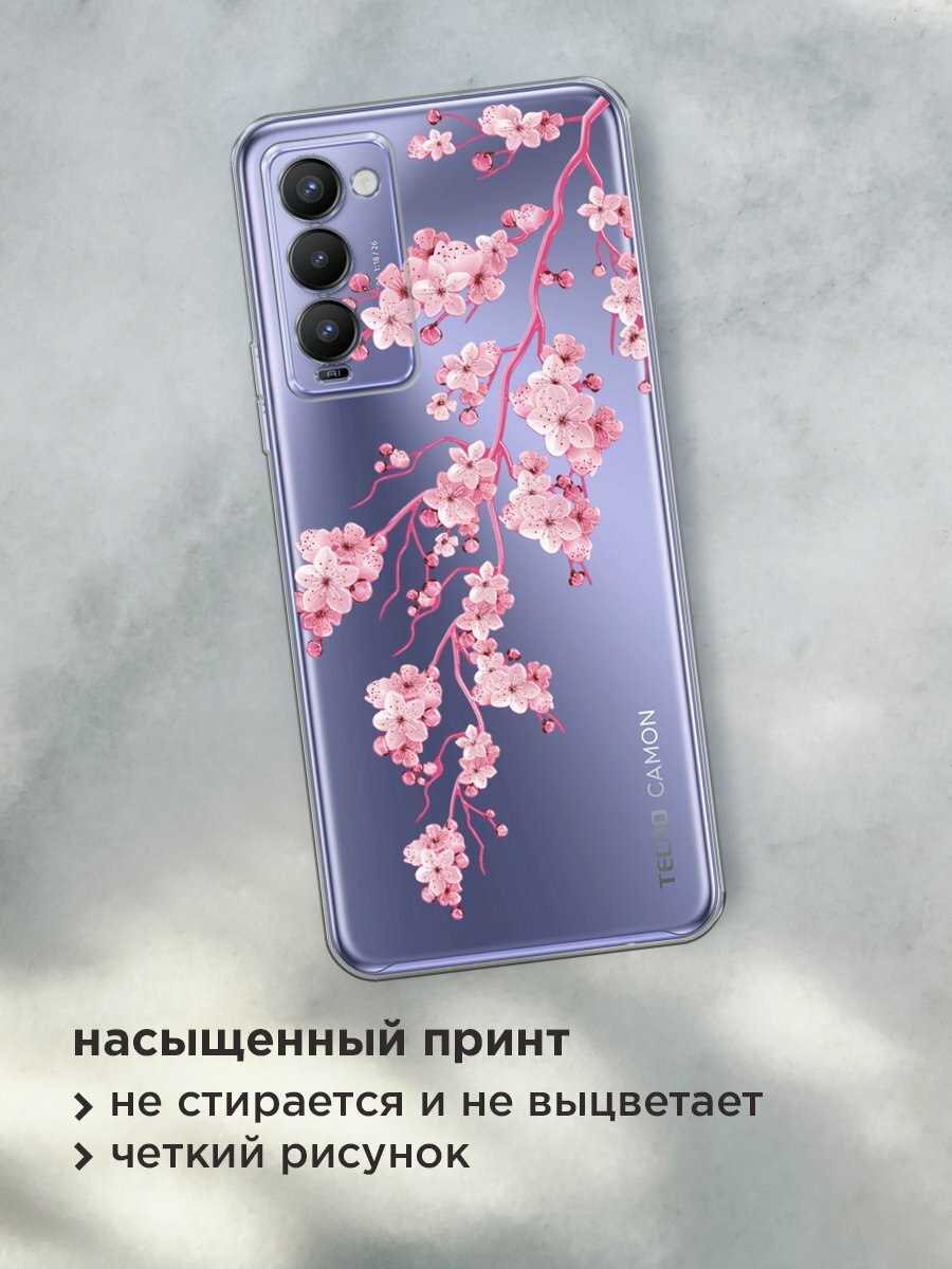 Чехол на Tecno Camon 18/18T / Текно Камон 18/18T с принтом "Ветка сакуры 2" — фото 1