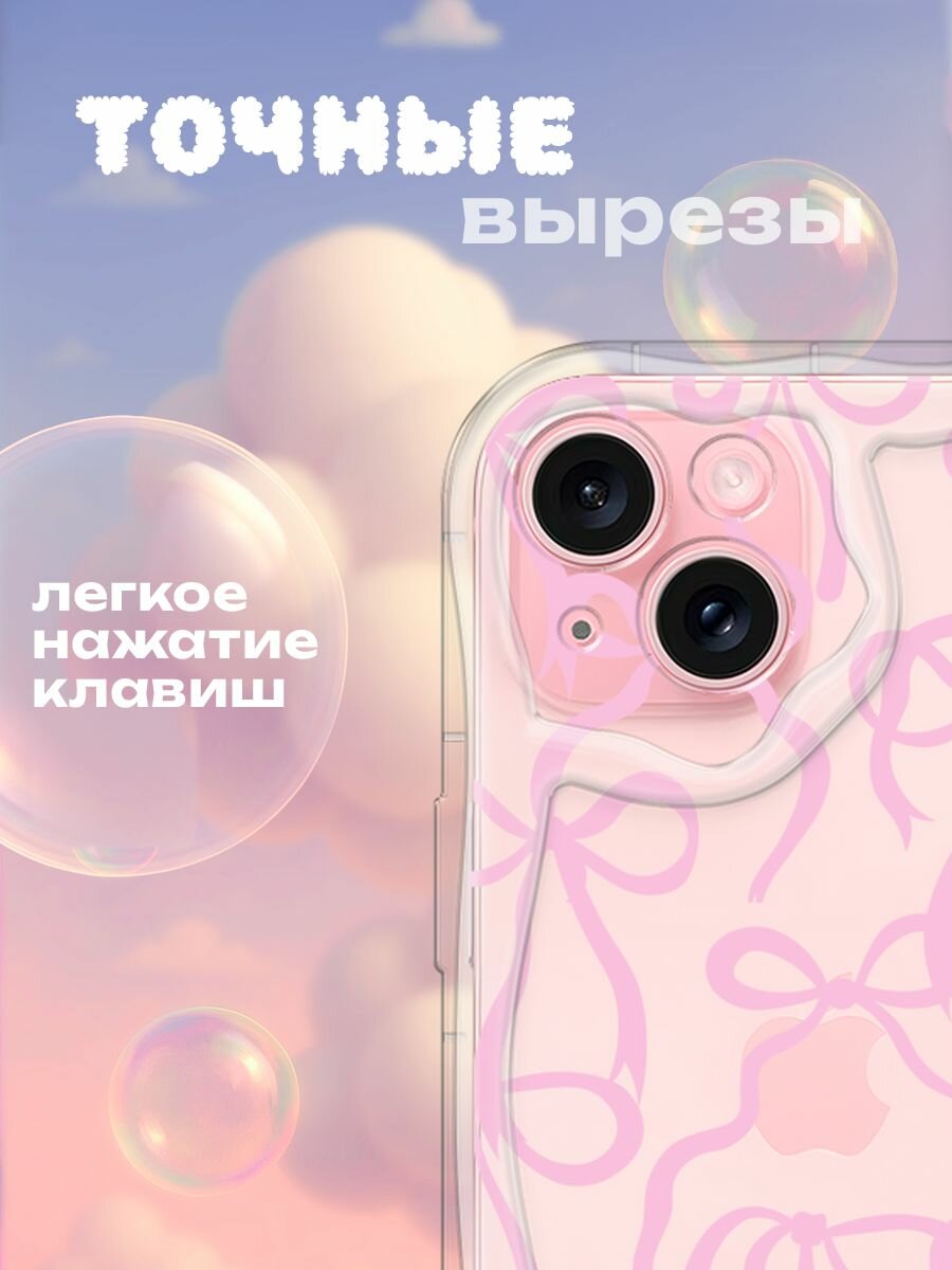 Чехол на Apple iPhone 15 / Айфон 15 с принтом "Розовый бант паттерн" — фото 1