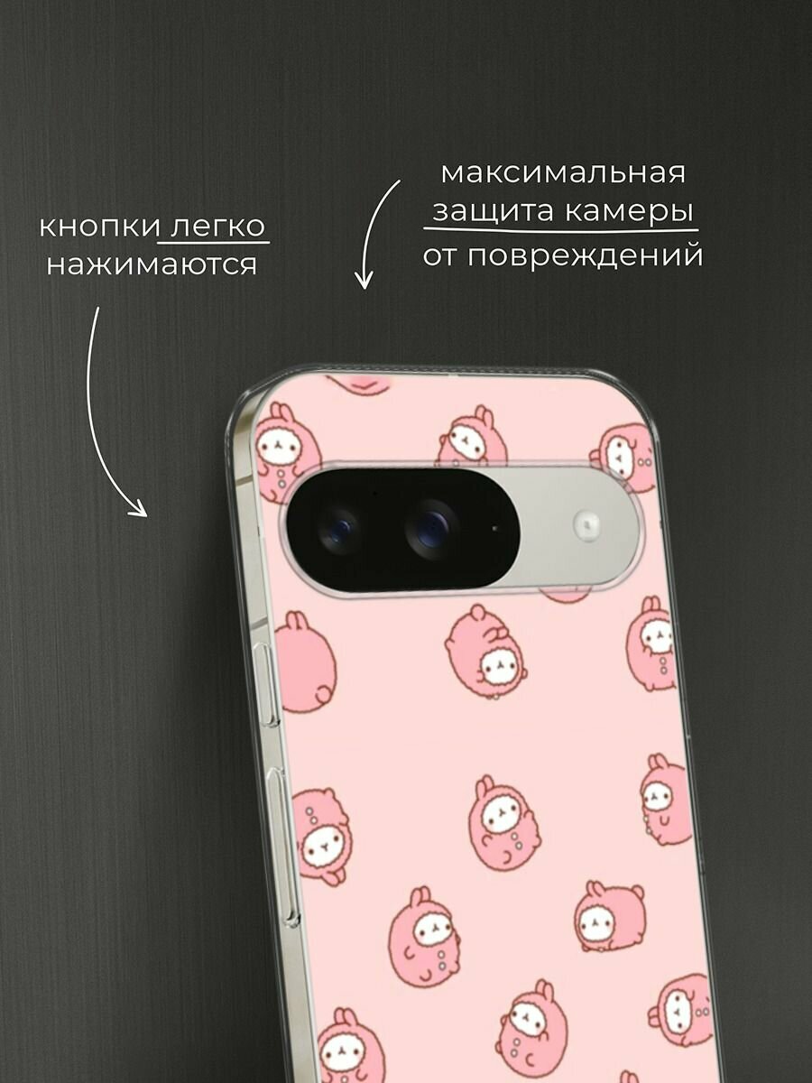 Чехол на Google Pixel 9 / Гугл Пиксель 9 с принтом "Зайчики в капюшонах" — фото 1