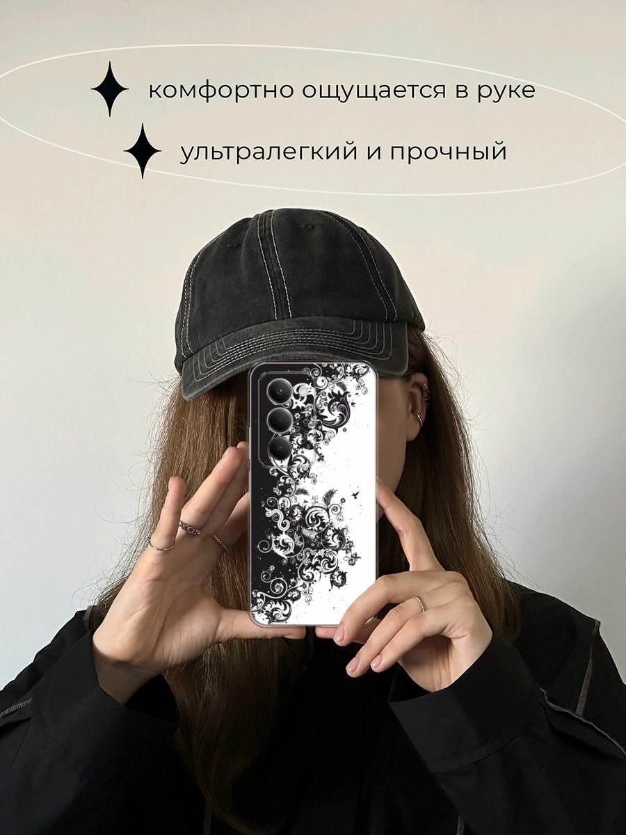 Чехол на Xiaomi Redmi 15 / Сяоми Редми 15 с принтом "Черно белый узор" — фото 1