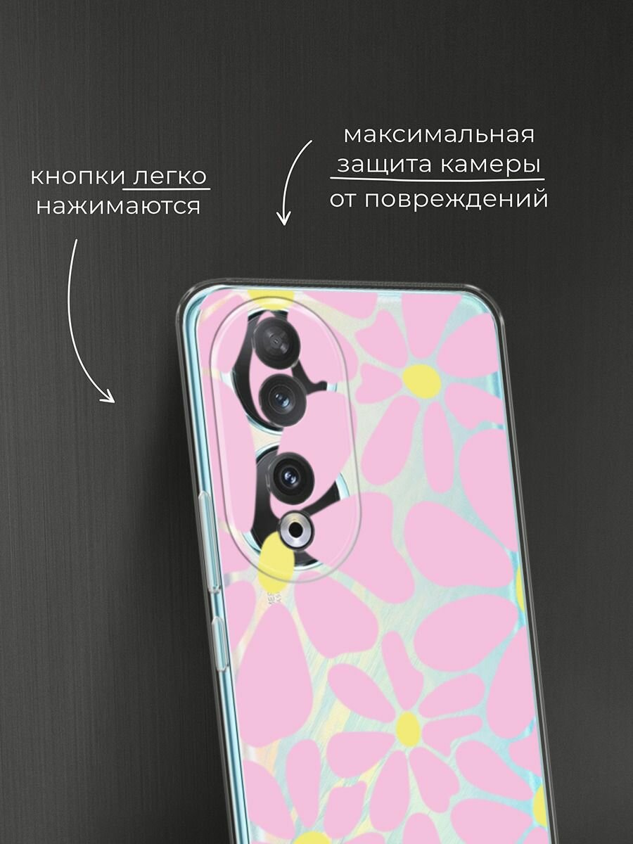 Чехол на Honor 90 / Хонор 90 с принтом "Розовые лепестки 2", прозрачный — фото 1