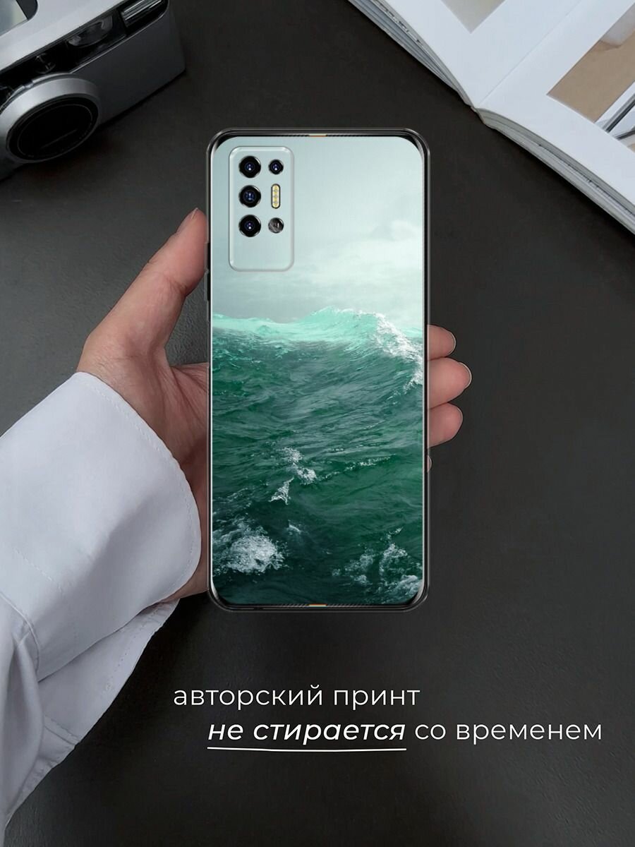 Силиконовый чехол на Tecno Pova 2 / Текно Пова 2 с принтом "Волны 12" — фото 1