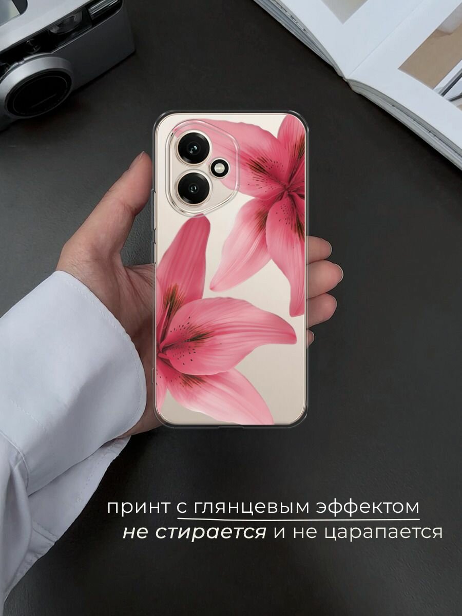 Чехол на Honor 400 / Хонор 400 с принтом "Pink flower" — фото 1