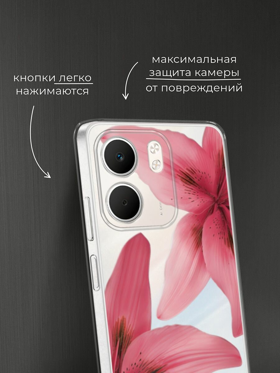 Силиконовый чехол на Oppo A5x / Оппо А5x с принтом "Pink flower" — фото 1
