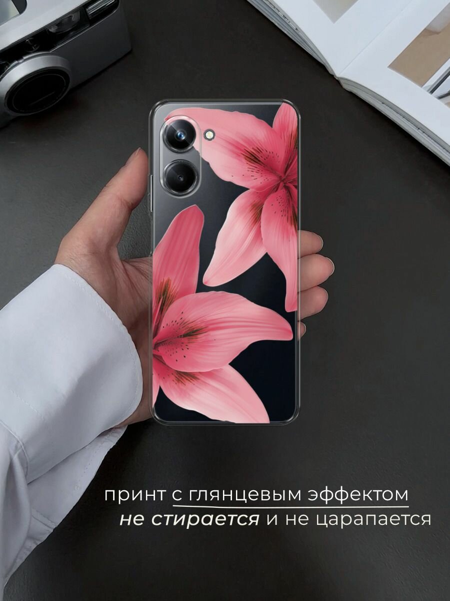 Чехол на Realme 10 Pro / Реалми 10 Про с принтом "Pink flower" — фото 1