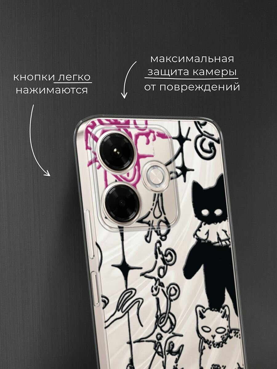 Чехол на Xiaomi Redmi 13X / Сяоми Редми 13X с принтом "Готические котики" — фото 1