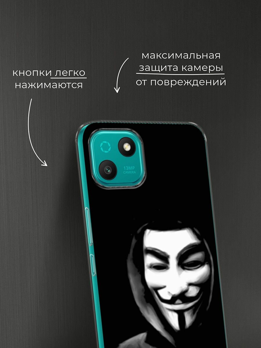 Силиконовый чехол на Wiko T10 / Вико Т10 с принтом "Анонимус" — фото 1