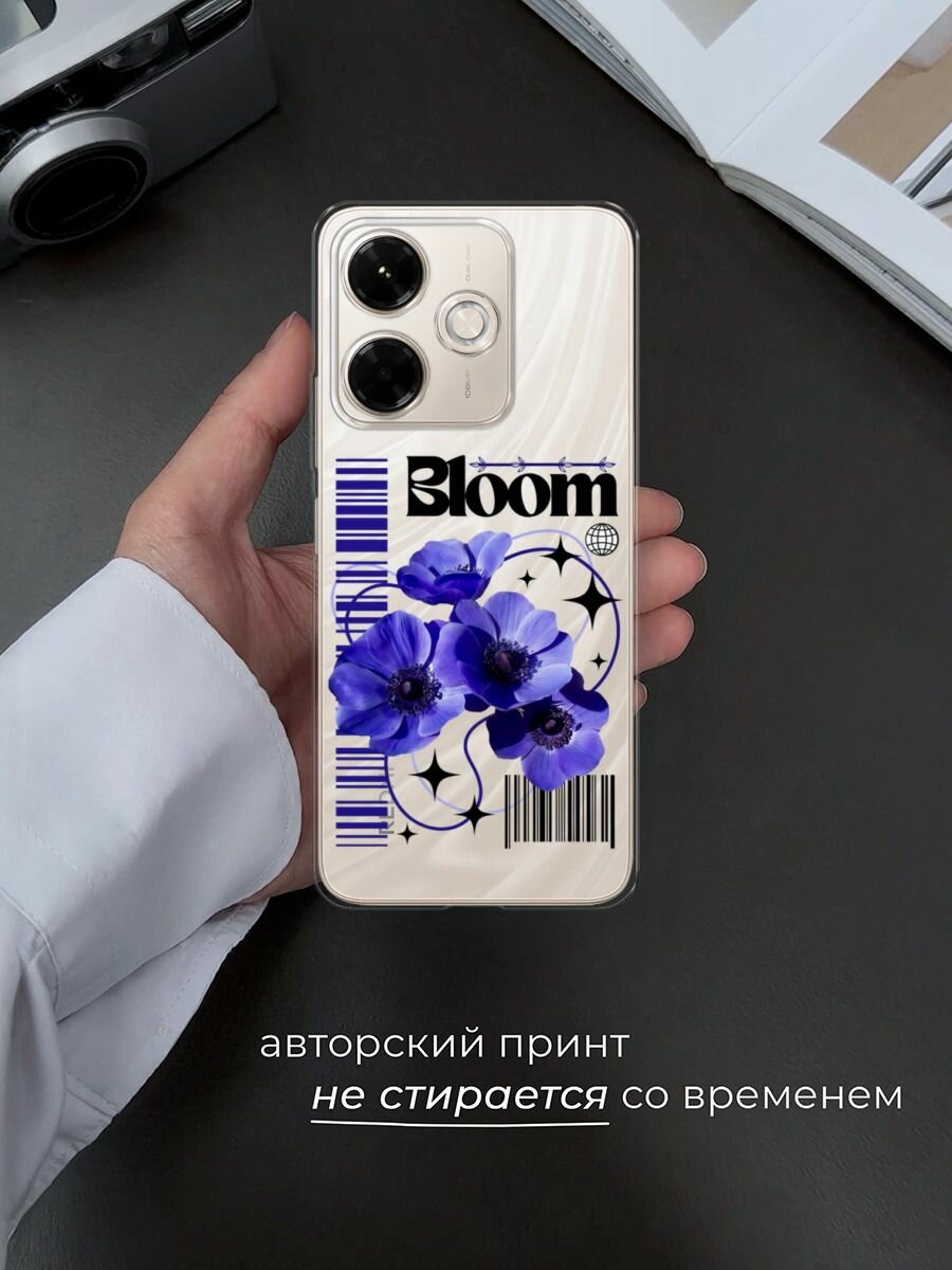 Чехол на Xiaomi Redmi 13X / Сяоми Редми 13X с принтом "Завораживающие анемоны", прозрачный — фото 1