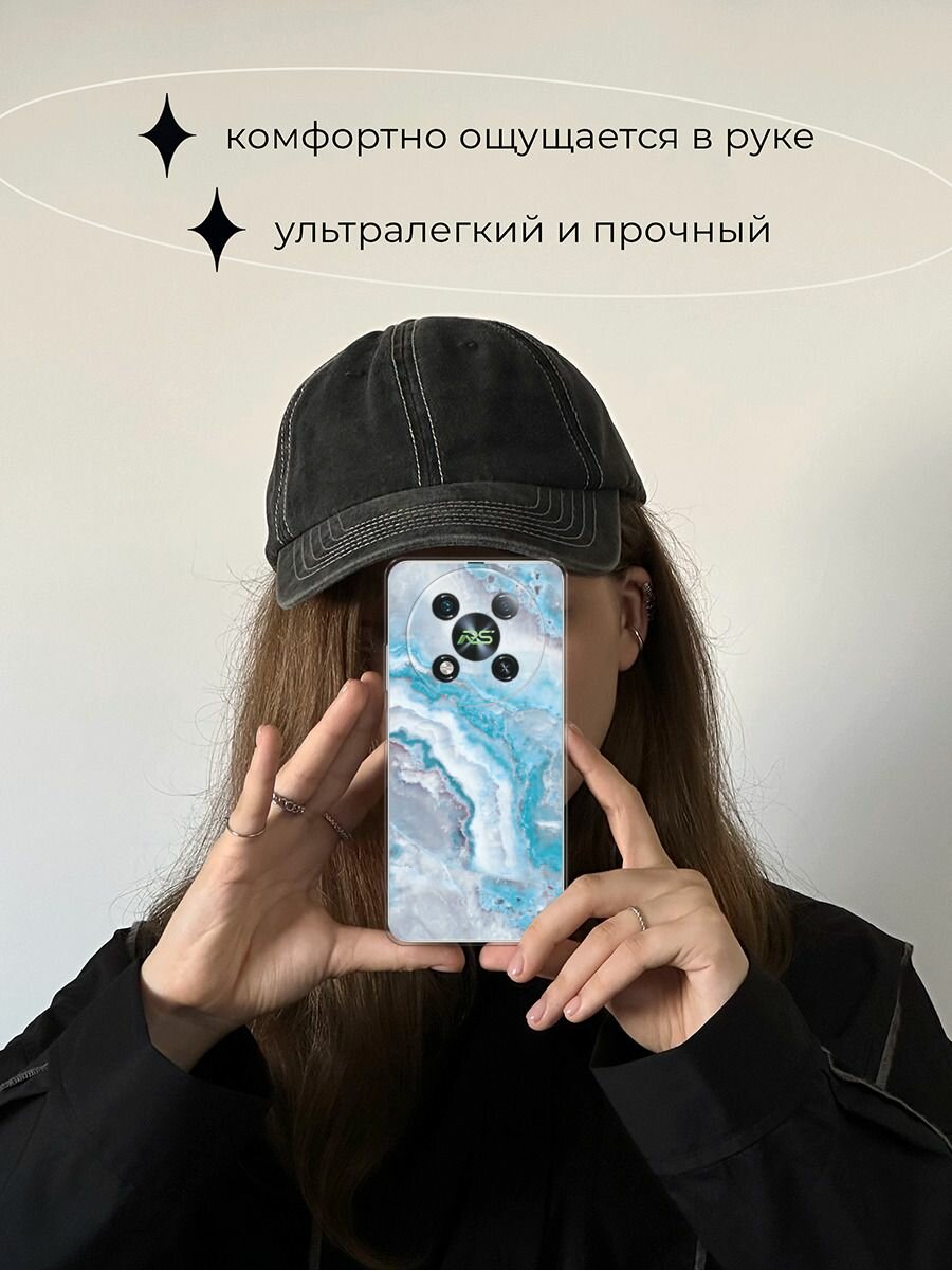 Чехол на Itel RS4 / Ител РС4 с принтом "Нежно-голубой мрамор" — фото 1
