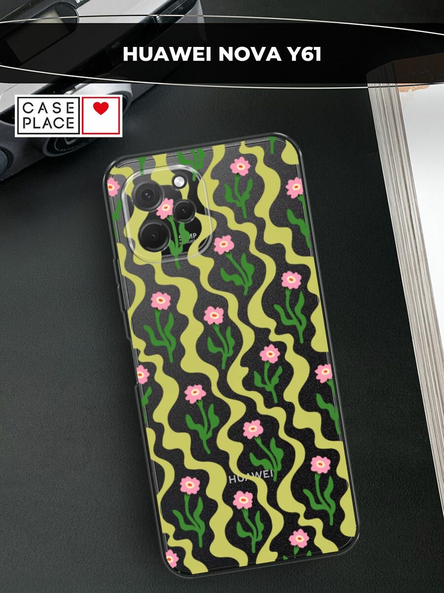 Чехол на HuaweI Nova Y61 / Хуавей Нова Y61 с принтом "Волнующие цветы", прозрачный
