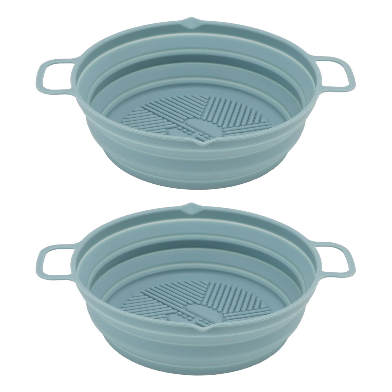 2pcs fryer silicone liner complapsable food Silicone Pot для воздушной плиты круглой силиконовой корзины синяя корзина Blue