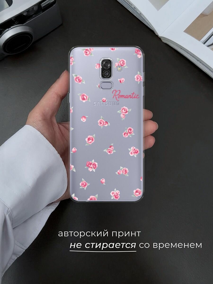 Чехол на Samsung Galaxy J8 / Самсунг Галакси Джей 8 с принтом "Romantic 2", прозрачный — фото 1