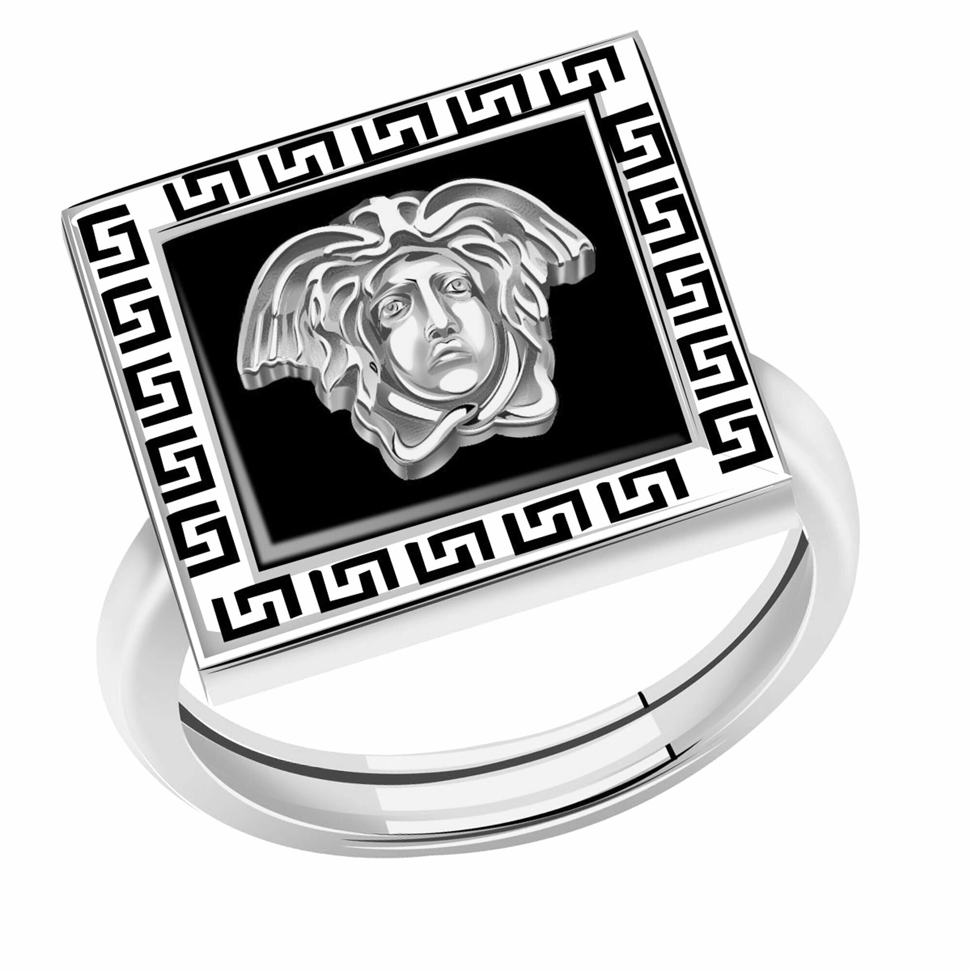 Кольцо, серебро, 925 проба, родирование, оникс