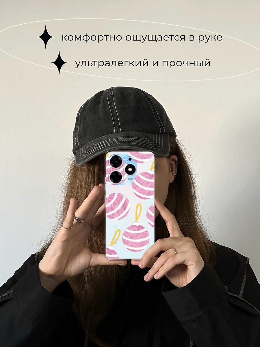 Чехол на Tecno Spark 10 Pro / Текно Спарк 10 Про с принтом "Розовые новогодние шарики 3" — фото 1
