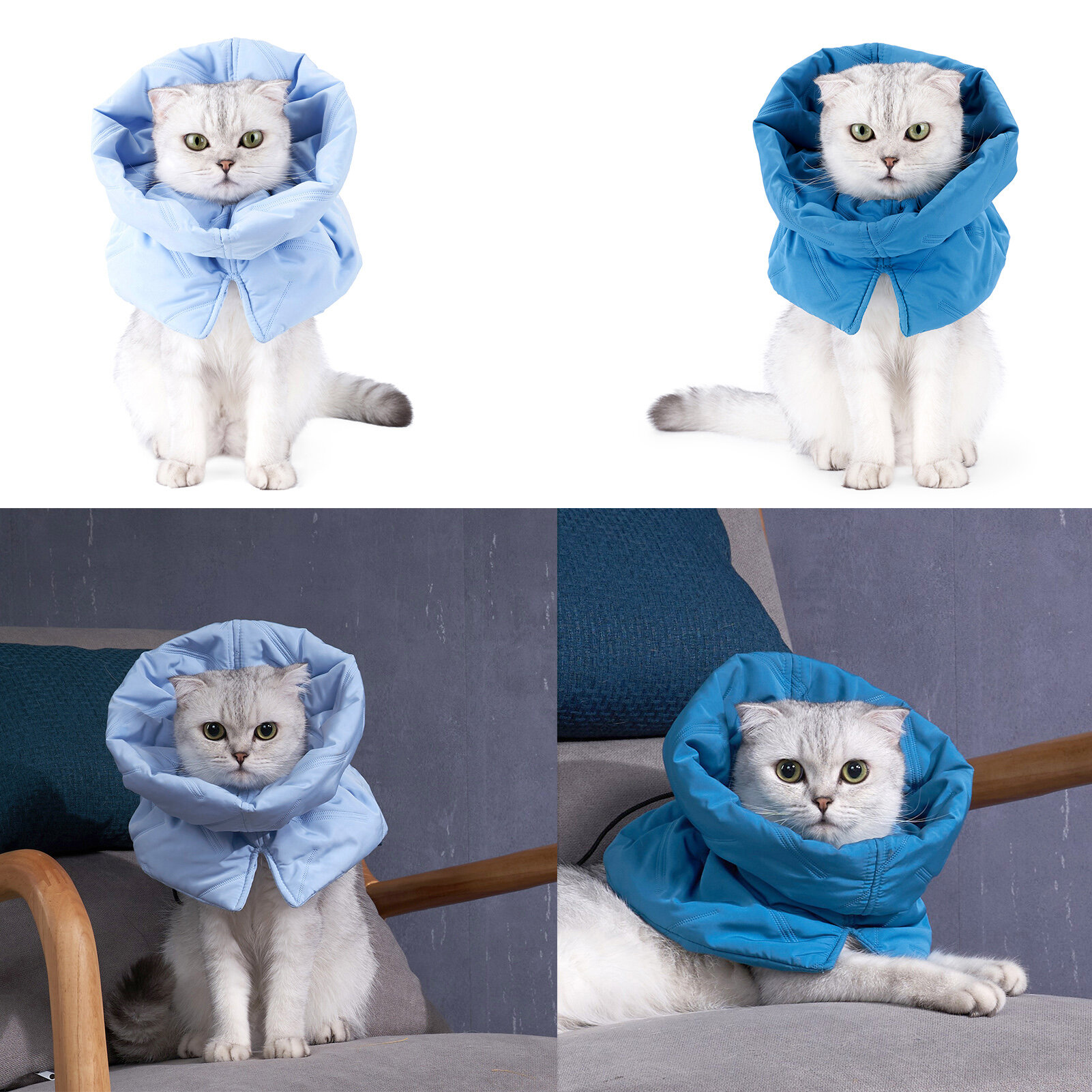 Ошейник-конус для кошек, останавливающий лизание, регулируемый шарф, теплый восстанавливающий ошейник