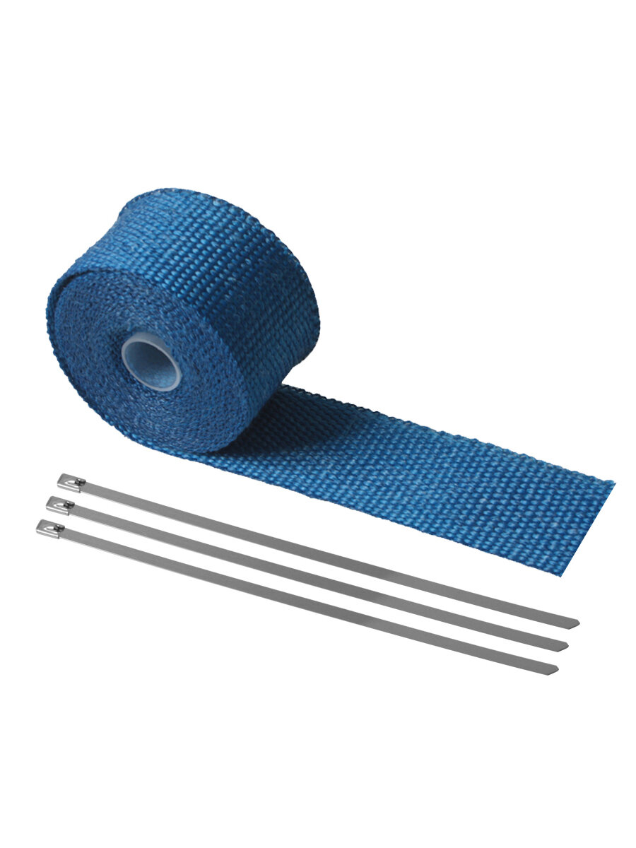 Термолента для глушителя жаростойкая, Синяя, 5м х 50 мм, + стяжки