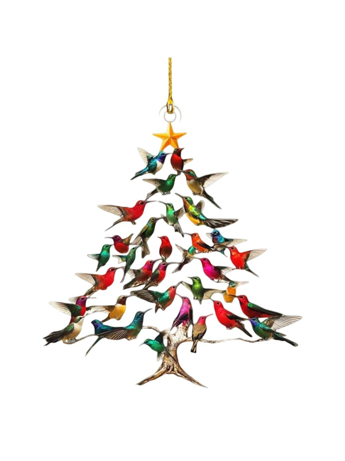 Двусторонний Акриловый Орнамент Колибри, Рождественский Орнамент Колибри, Домашний Декор ручной Работы для любителей Природы и семейных Торжеств.