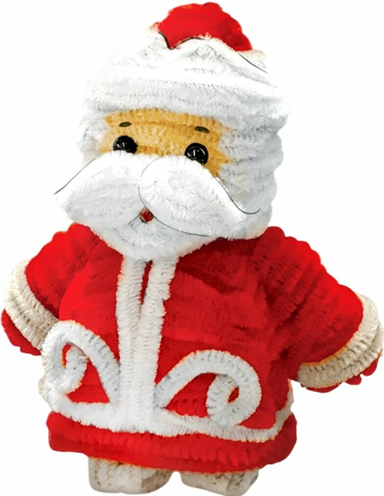 Набор для создания игрушки "Дед мороз" из синельной пушистой проволоки с ворсом, новогодняя поделка из мохнатой проволоки, объемная фигурка из меховых палочек своими руками, сделай сам