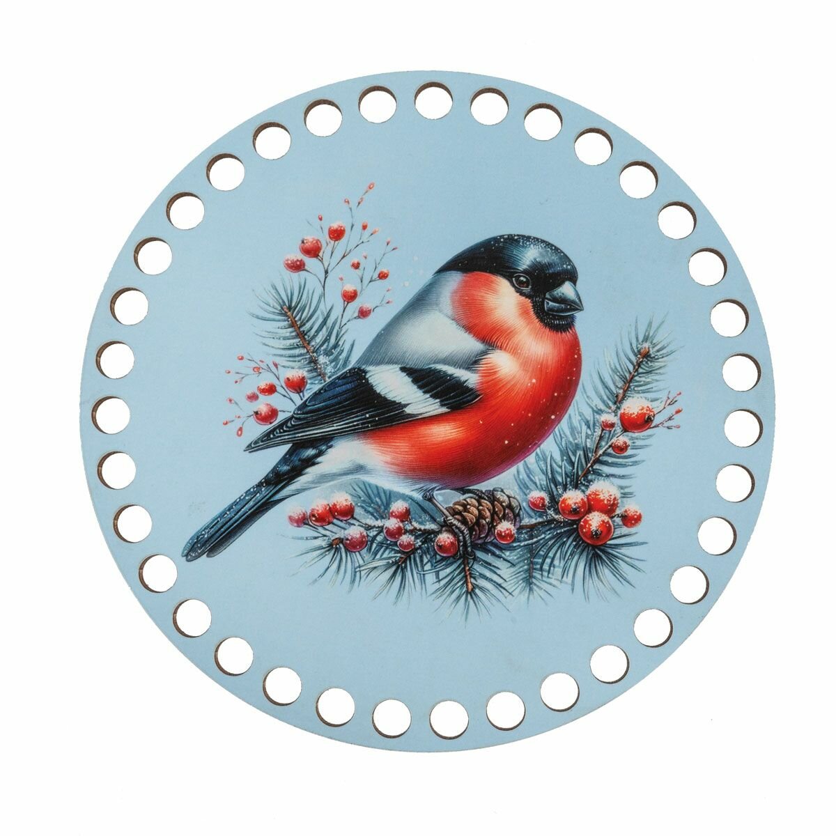 Набор донышек для вязания "Love2art" "Матовый" фанера d 15 см х 0.4 см 2 шт 08 Снегирь