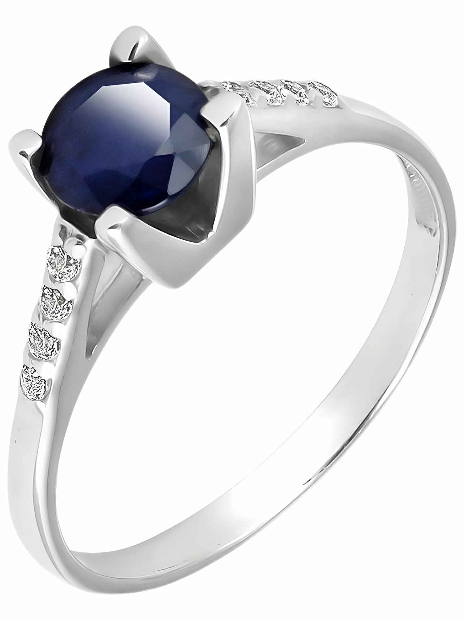 Кольцо тонкое, серебро, 925 проба, родирование, сапфир