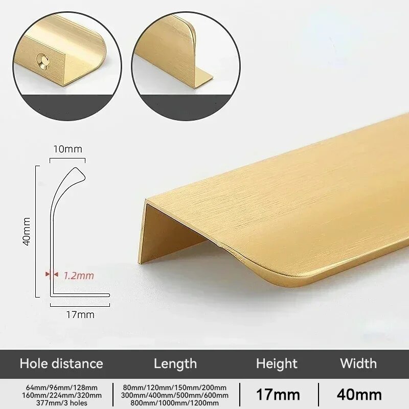 Скрытые ручки шкафа, ручки для кухонного шкафа, ручки для ящиков, ручки из алюминиевого сплава для мебели, длинные мебельные ручки