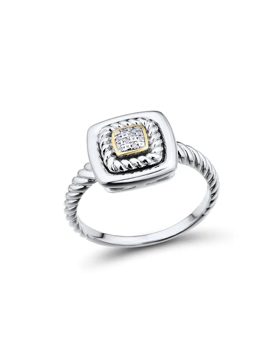 Кольцо, серебро, 925 проба, бриллиант