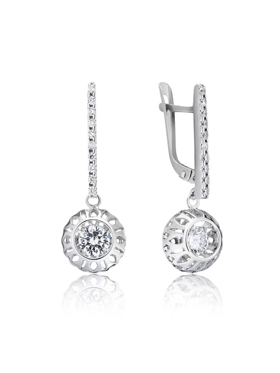 Серьги, серебро, 925 проба, фианит