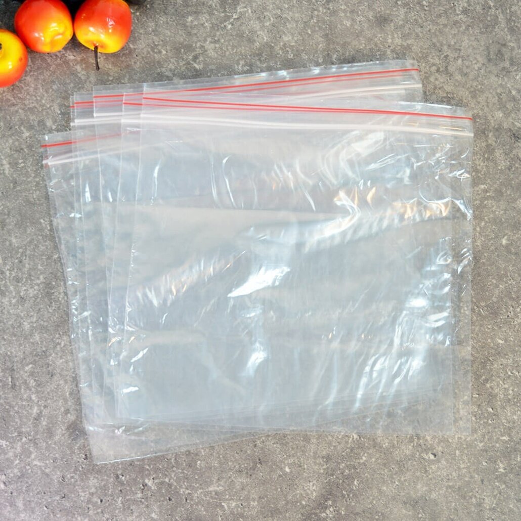 Пакет для заморозки и хранения продуктов 1л, 7шт, прозрачный полиэтилен, застёжка zip lock