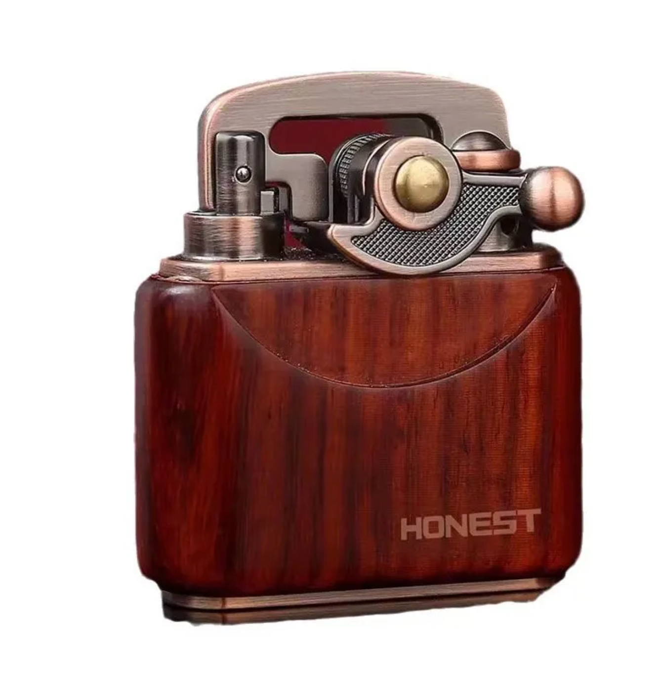 Бензиновая зажигалка Honest Монго, металл, красное дерево, в подарочной упаковке