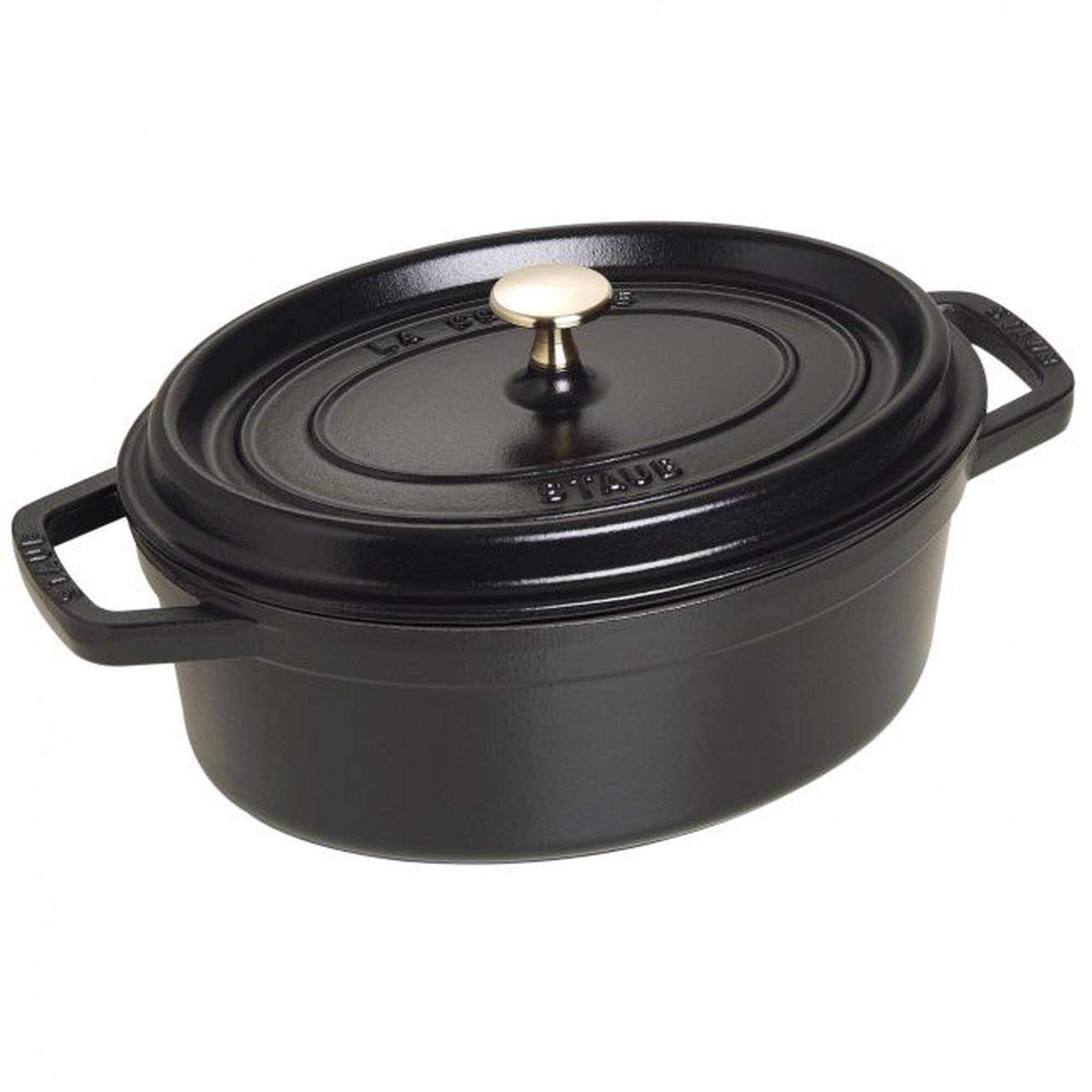 Кастрюля с крышкой овальная STAUB Cocotte, чугунная, диаметр 27 см, цвет черный, 40500-271-0