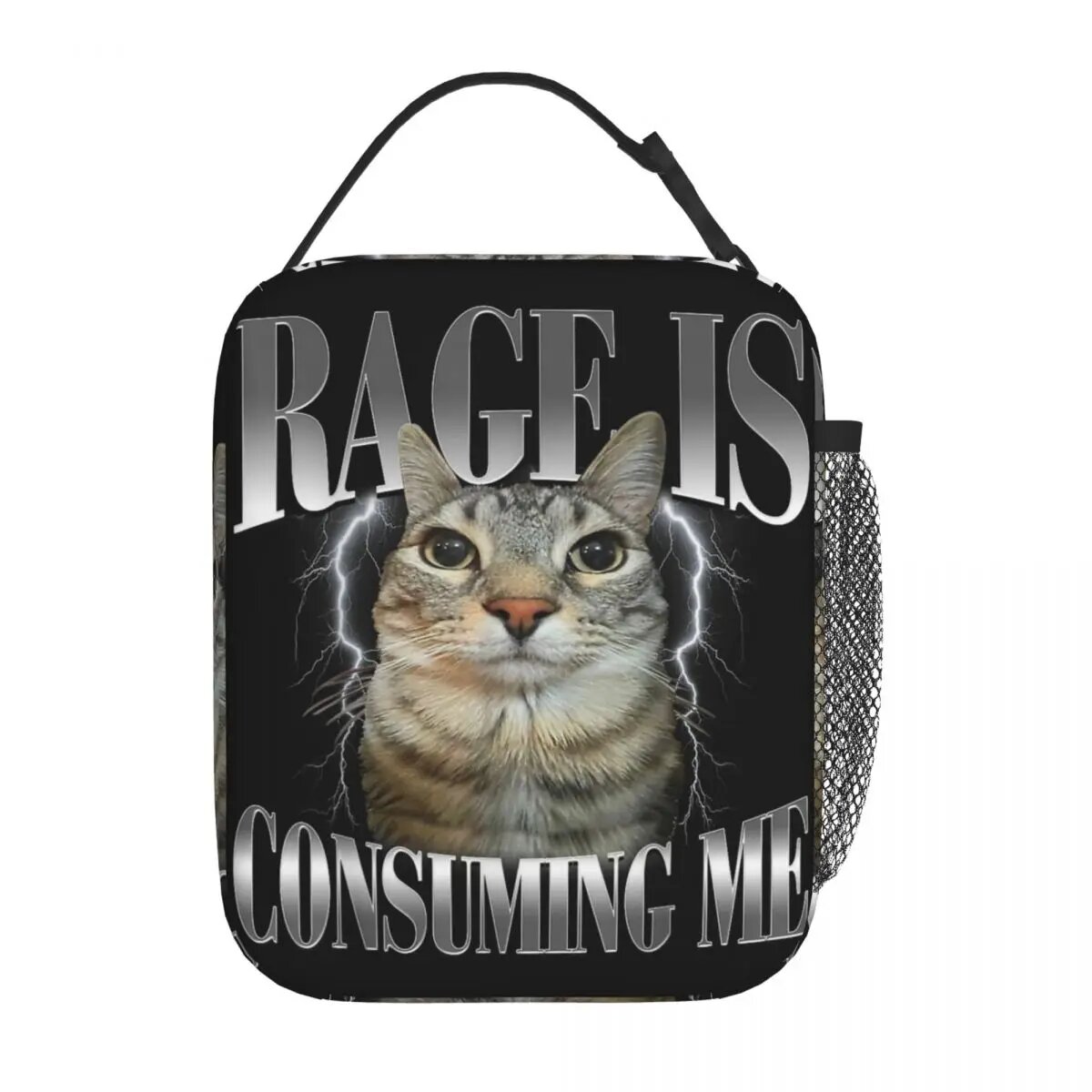 Rage Consumes Me Сумка для обеда с дельфином Портативная изолированная коробка для завтрака Пляжная сумка-холодильник с графическим рисунком Модная сумка-тоут Оксфорд для еды Черный, 18