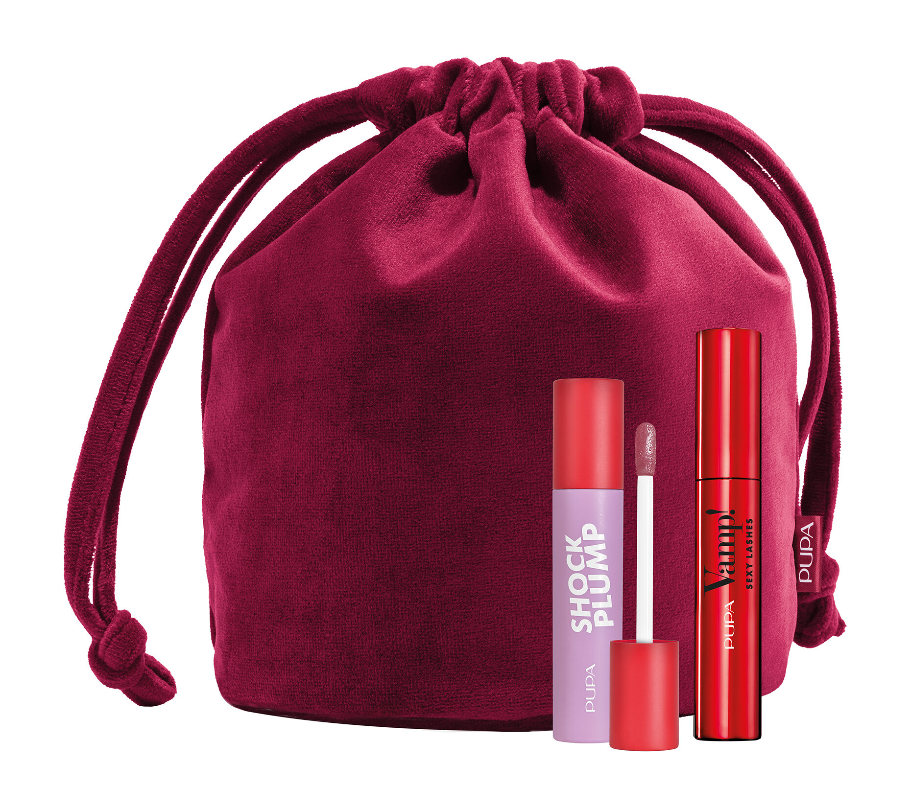 PUPA Набор Vamp! (Тушь Vamp! Sexy lashes, 12 мл+Блеск-плампер для губ Shock Plump, 5 мл, 004+ Косметичка)