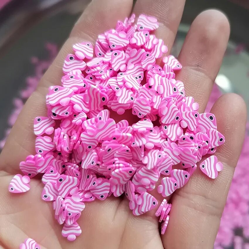 Полимерная глина посыпка 200г Розовый, 5mm fish 1