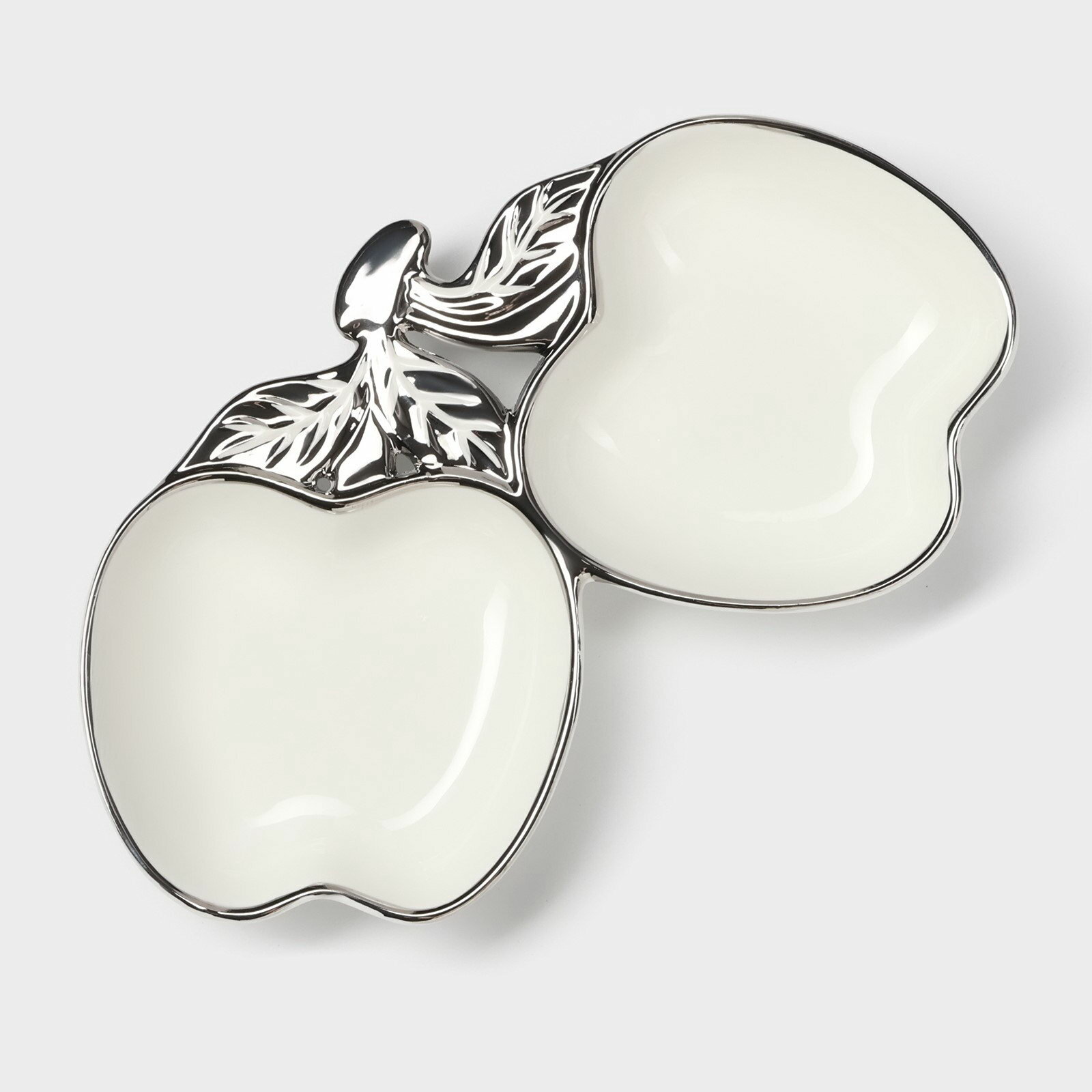 Менажница 2 ячейки "Яблоки", 25.5x14.5x3.5 см, керамика, белая