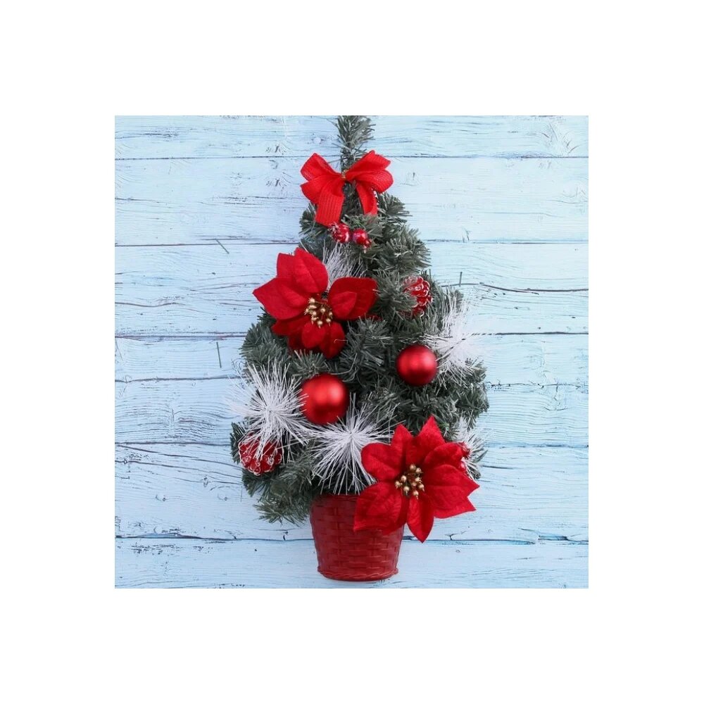 Зимнее волшебство Ёлка декор настенная 50 см с сединой пуанцетия 717964