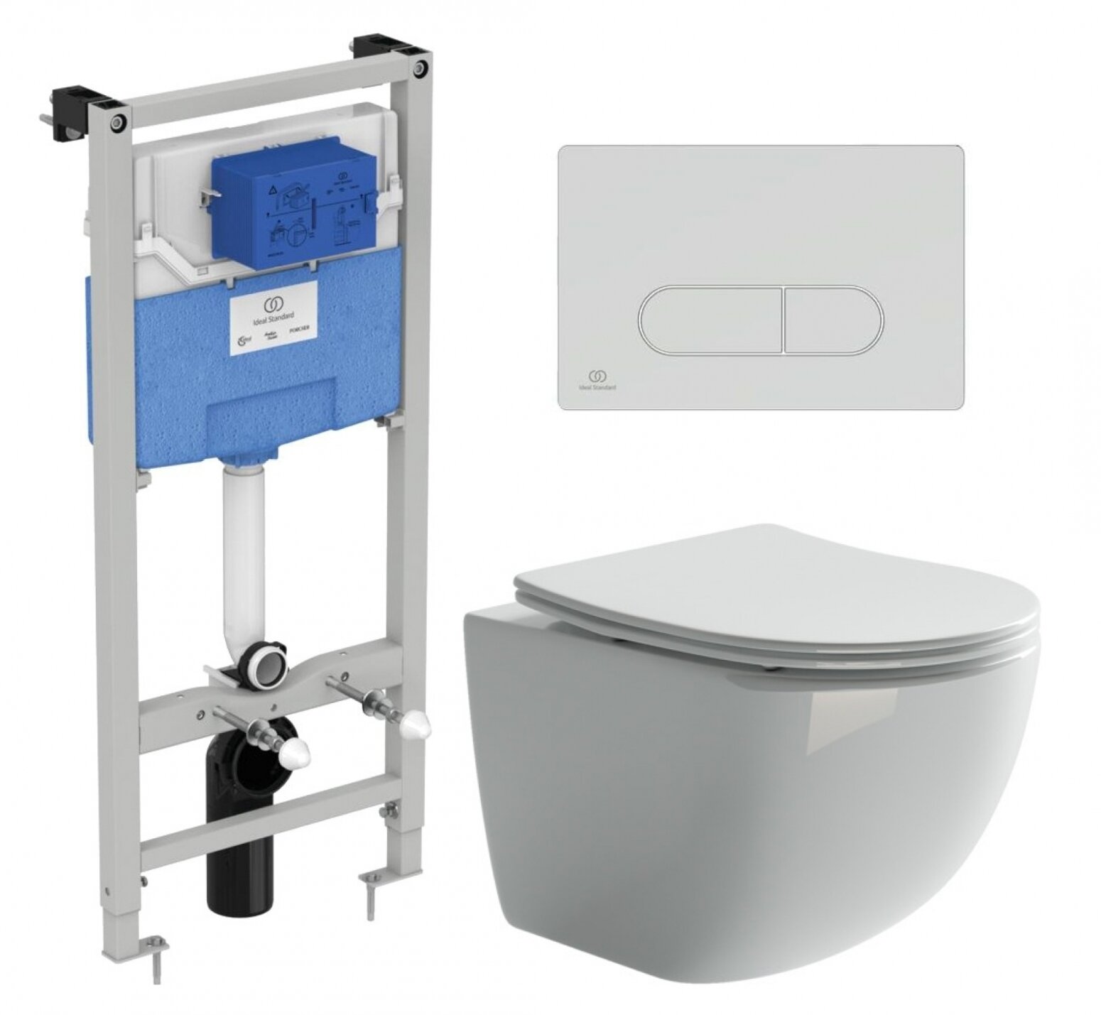 Комплект 3 в 1 инсталляция Ideal Standard + Унитаз подвесной Ceramica Nova Forma CN3009 + кнопка хром