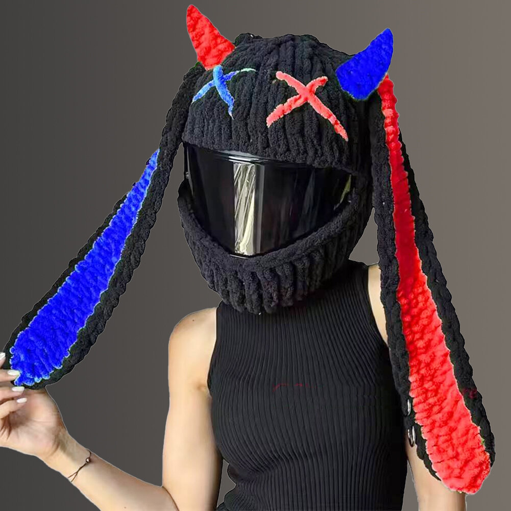 Универсальный чехол для мотоциклетного шлема в виде плюшевого зайца - подарок на Рождество, стильный декор