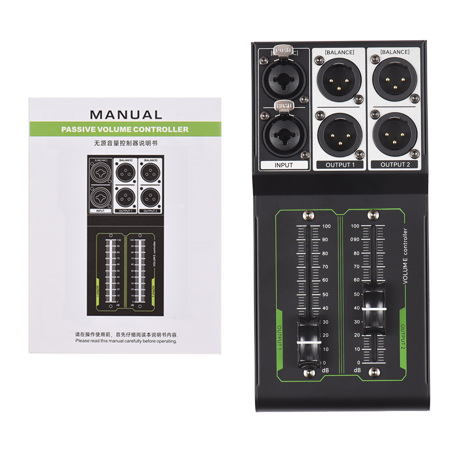 Пассивный регулятор громкости, металлический точный регулятор звука, стереовход/выход Plug and Play XLR, поддержка DVD-плееров, звуковых карт, компьютеров, аудиоинтерфейсов