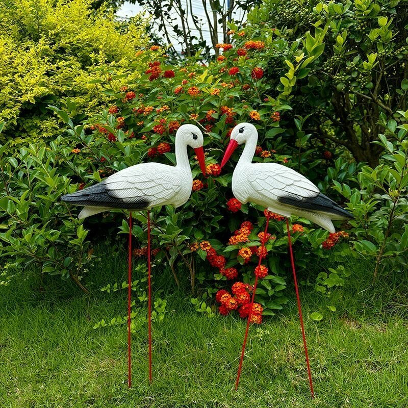 Садовые фигурки аист большой комплект для дачи 2 шт 31X11X61CM