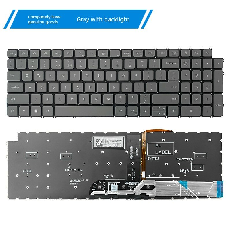 Подходит для клавиатуры DELL Vostro 15 3510 3515 3520 3525 5510 5515 P106F Новый оригинальный серый с подсветкой.