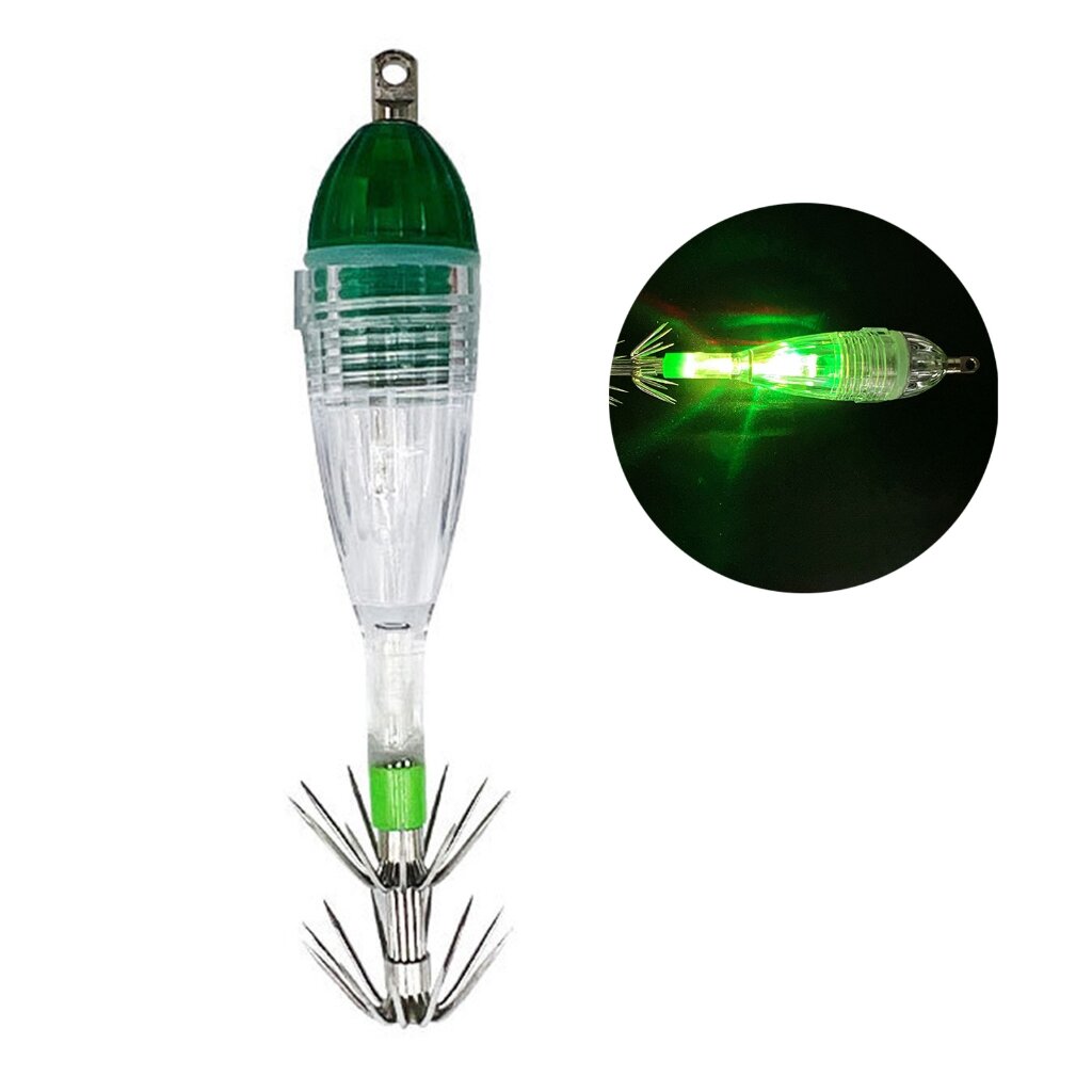 Светодиодная лампа-ловушка для рыбы с крючком для зонтика, зеленый