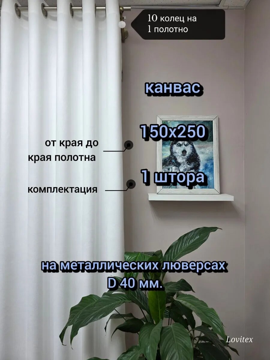 Канвас на люверсах размером: 150 см. ширина и 250 см. высота