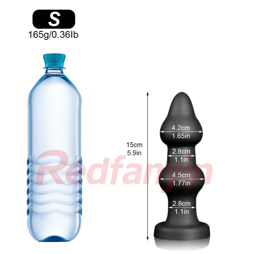 Длинная огромная анальная пробка 9 см, большие шарики, мягкая силиконовая анальная пробка, Black S