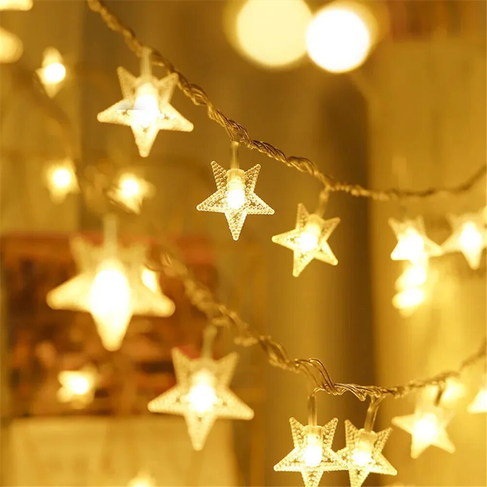 Гирлянда звездная светодиодная, Warm, 1.5m 10LEDs