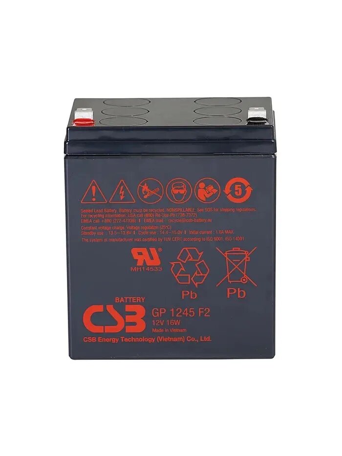 Аккумулятор CSB GP1245 F2 12В, 4.5Ач черного цвета аккумулятор