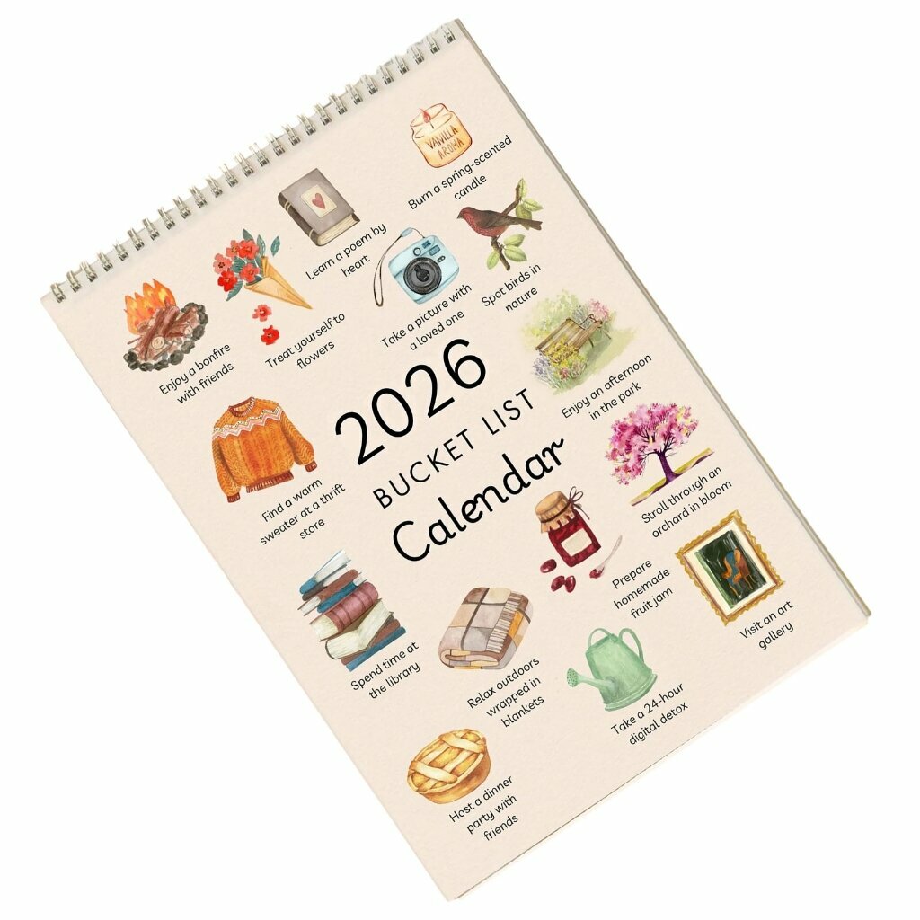 Настенный ежемесячный календарь на 2026 год Настенный планировщик с акварельными иллюстрациями в переплете с двумя катушками Календарь для планирования